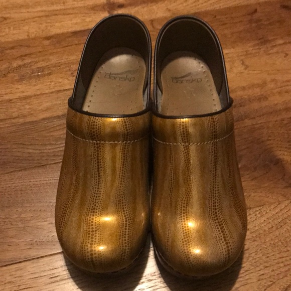 Dansko | Shoes | Dansko Gold Mules Clogs | Poshmark